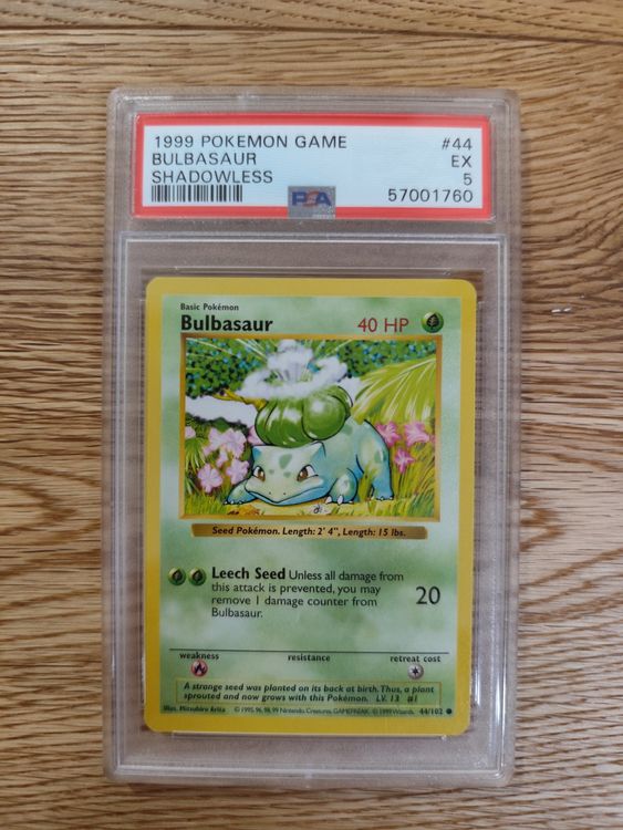 Pokemon PSA 5 Shadowless Base Bulbasaur Bisasam non holo (Neu (gemäss ...