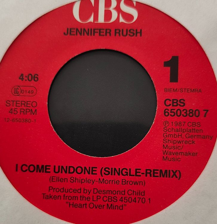 Vinyl-Single Jennifer Rush - I Come Undone (Gebraucht) in Langenthal ...