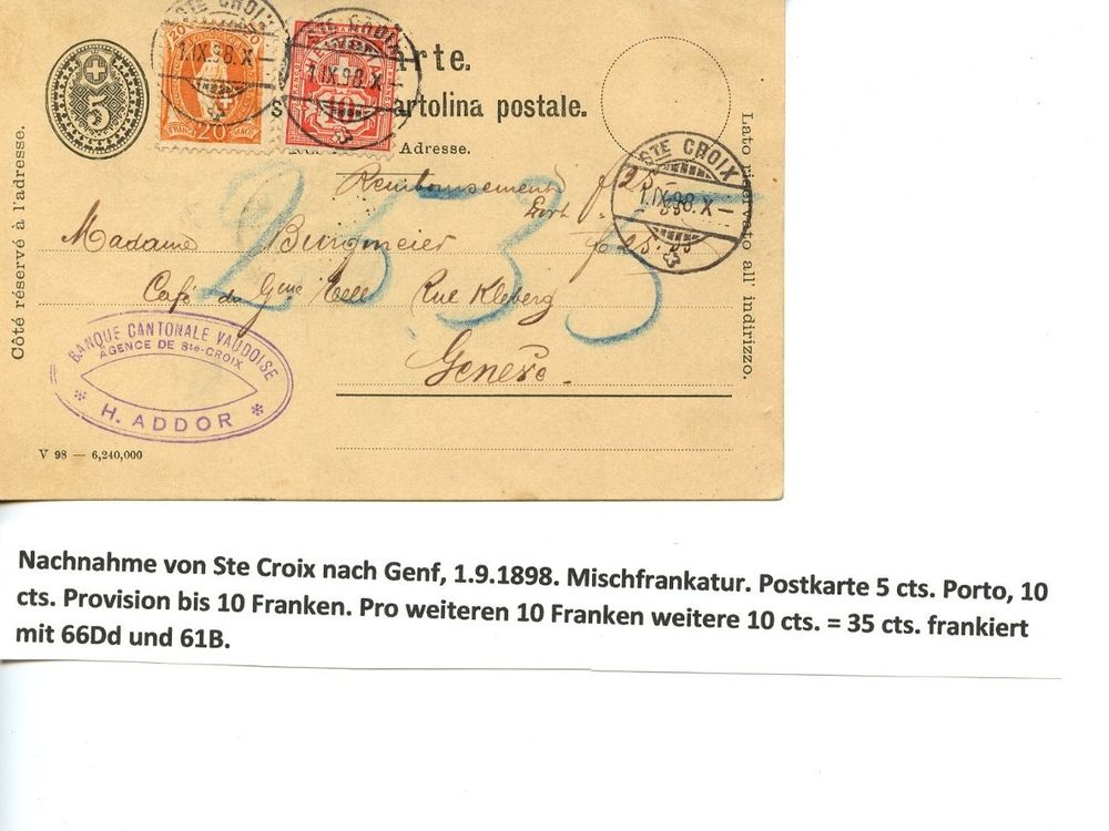 Postkarte als NN stehende Helvetia 66Dd und 61B | Kaufen auf Ricardo