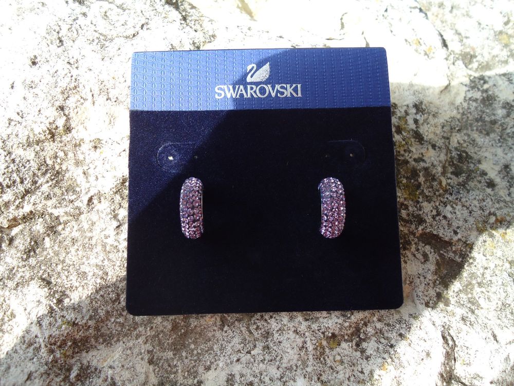 neu! SWAROVSKI Creolen in OV, rhodiniert mit lila Kristallen (Neu und ...