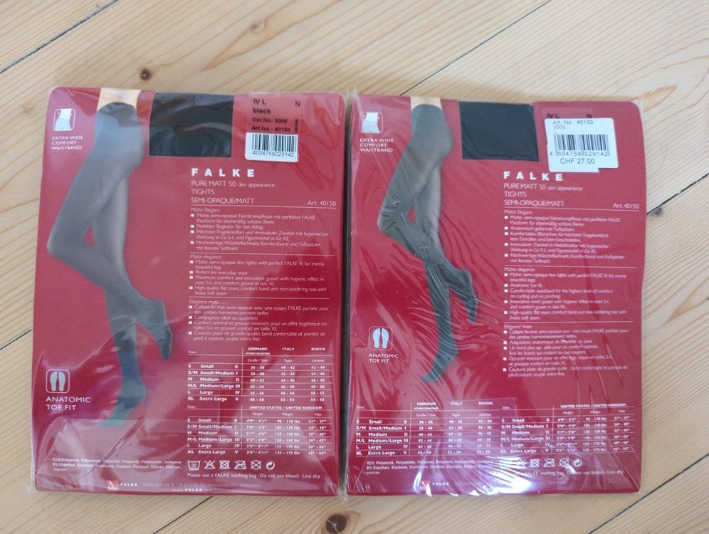 Falke Pure Matt Strumpfhose - 2 Paar (Neu und originalverpackt) in ...
