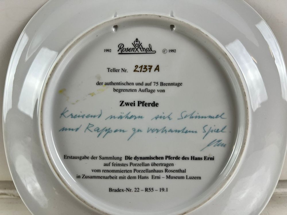 Zwei Pferde Hans Erni Rosenthal Teller | Kaufen auf Ricardo