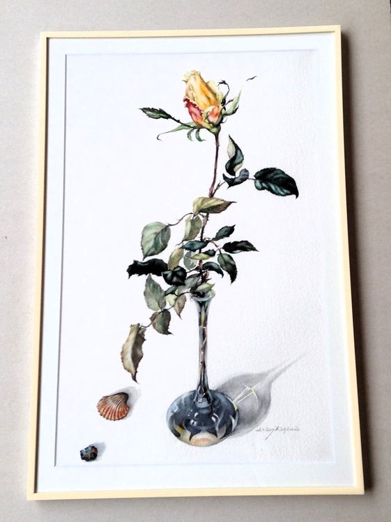 Aquarell einer Rose in Vase sign. Erwin Kohlund, gerahmt (Gebraucht) in Alpnach Dorf für CHF 125 ...