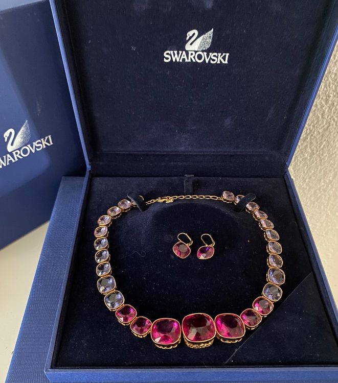 Swarovski Set, Statement kette & ohrringe Pink mit Box | Kaufen auf Ricardo