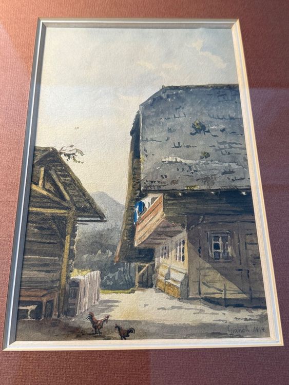 Gianoli Louis Camille, 1868-1957, Bauernhof, Aquarell 1914 (Gebraucht ...
