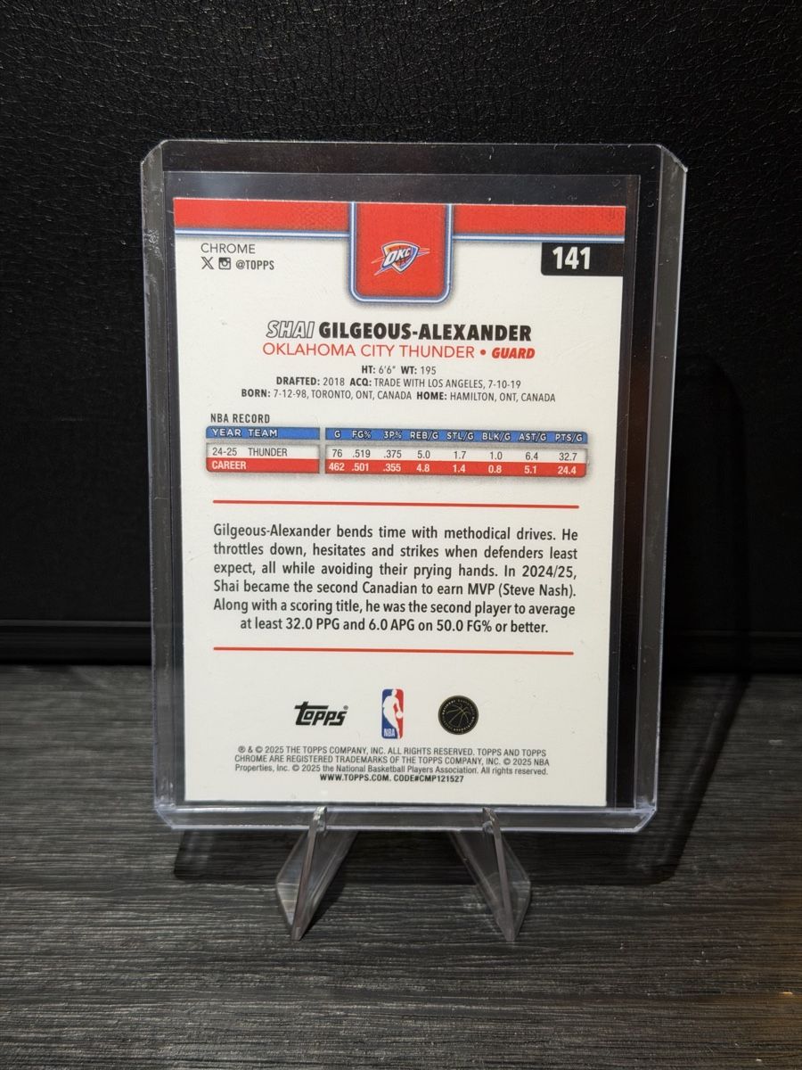 2025-26 Topps Chrome Basketball Shai Gilgeous Alexander #141 (Neu ...