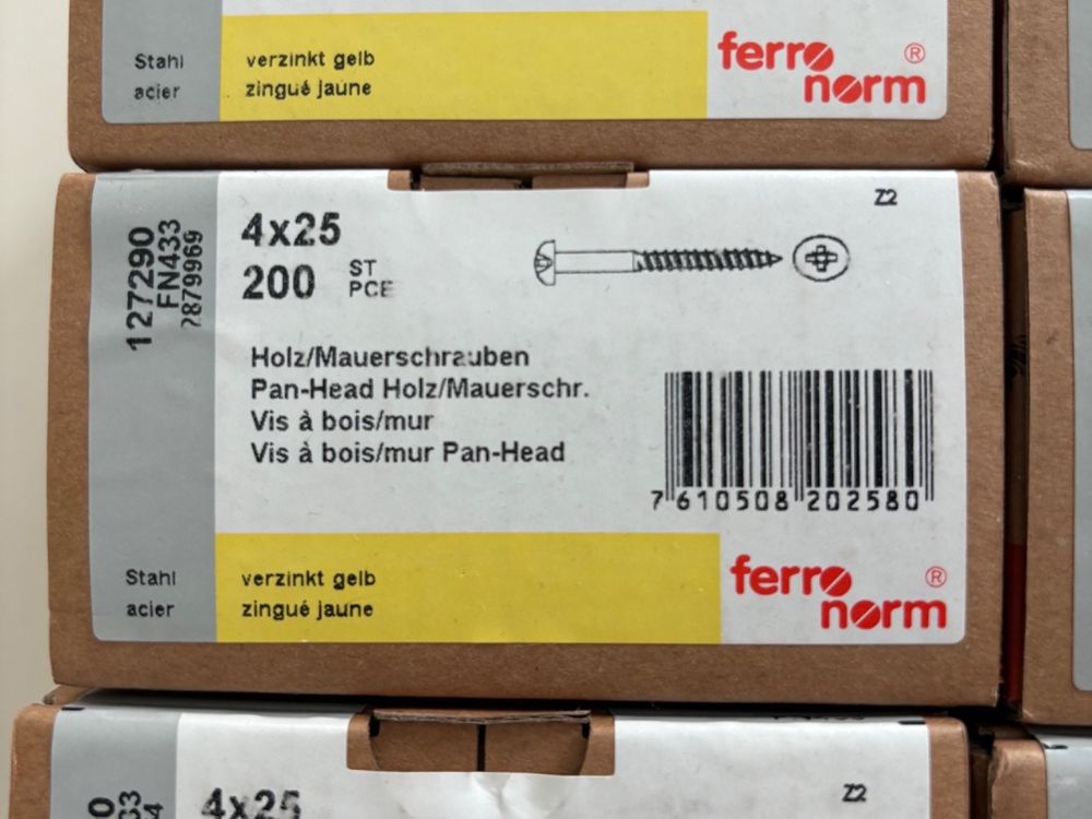 6 Pack Holz/Mauerschrauben verzinkt gelb, Ferronorm (Neuf avec ...