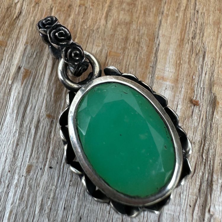 Sterling Silber 925 Anhänger mit Chrysoprase (Neu (gemäss Beschreibung ...