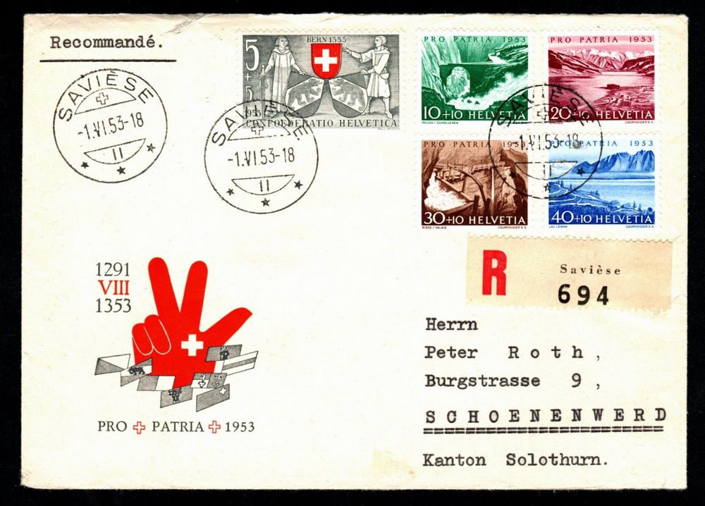 1953 Pro Patria R-FDC illustriert Brief P2 SBK 350.- | Kaufen auf Ricardo