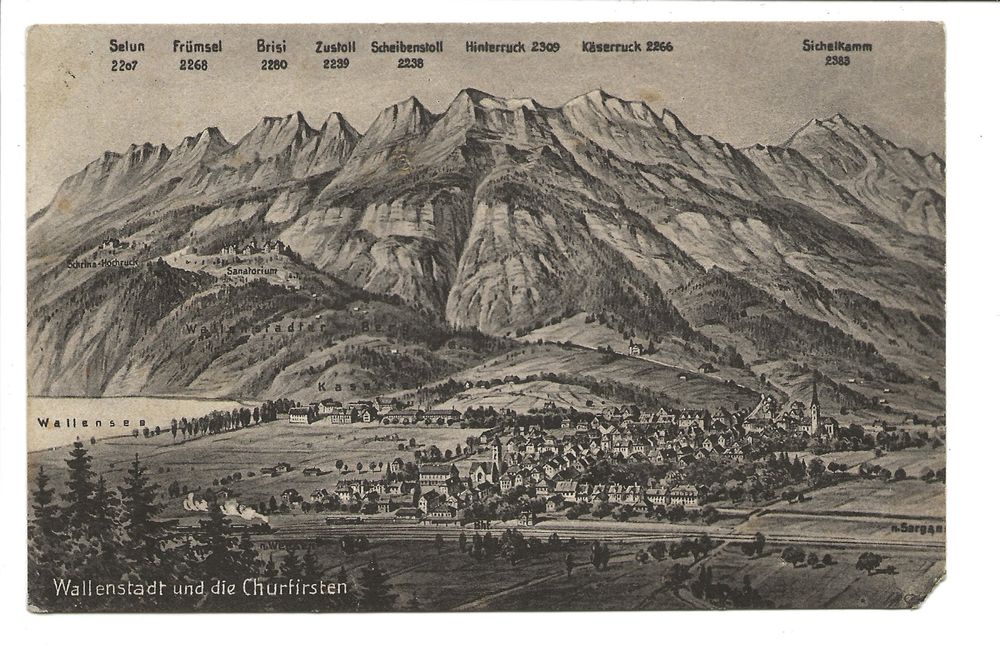 Walenstadt und die 7 Churfirsten (SG) Walensee - 1920 | Kaufen auf Ricardo