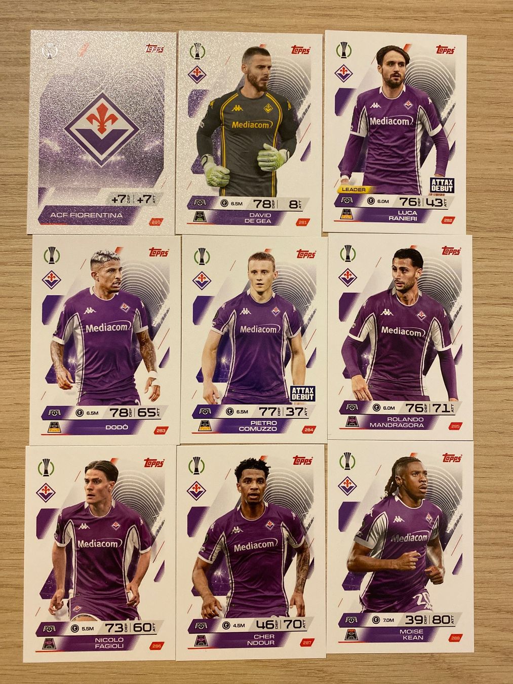 Topps Match Attax 25/26 ACF Fiorentina komplett 280-288 (Neu (gemäss ...