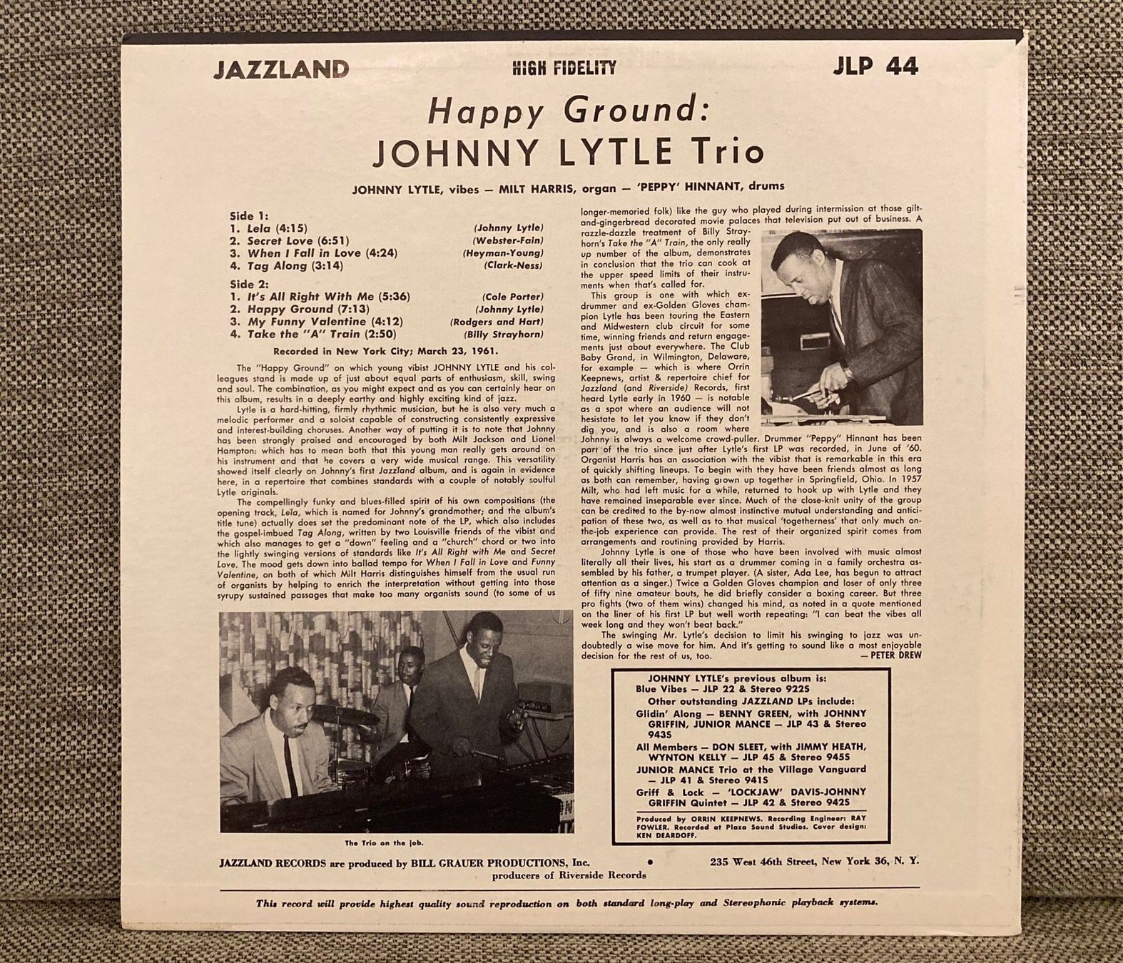 Johnny Lytle Trio - Happy Ground! - USA Jazzland Mono - 1961 (Gebraucht ...