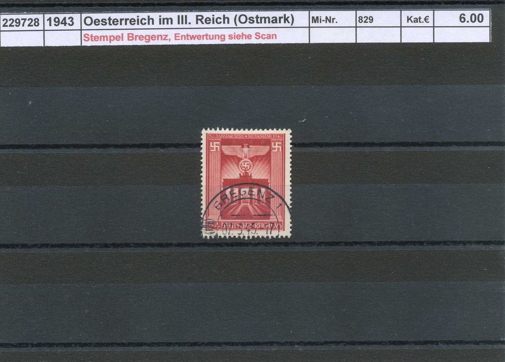 1943 Österreich im III. Reich, (Ostmark), Stempel: Bregenz (Gebraucht ...