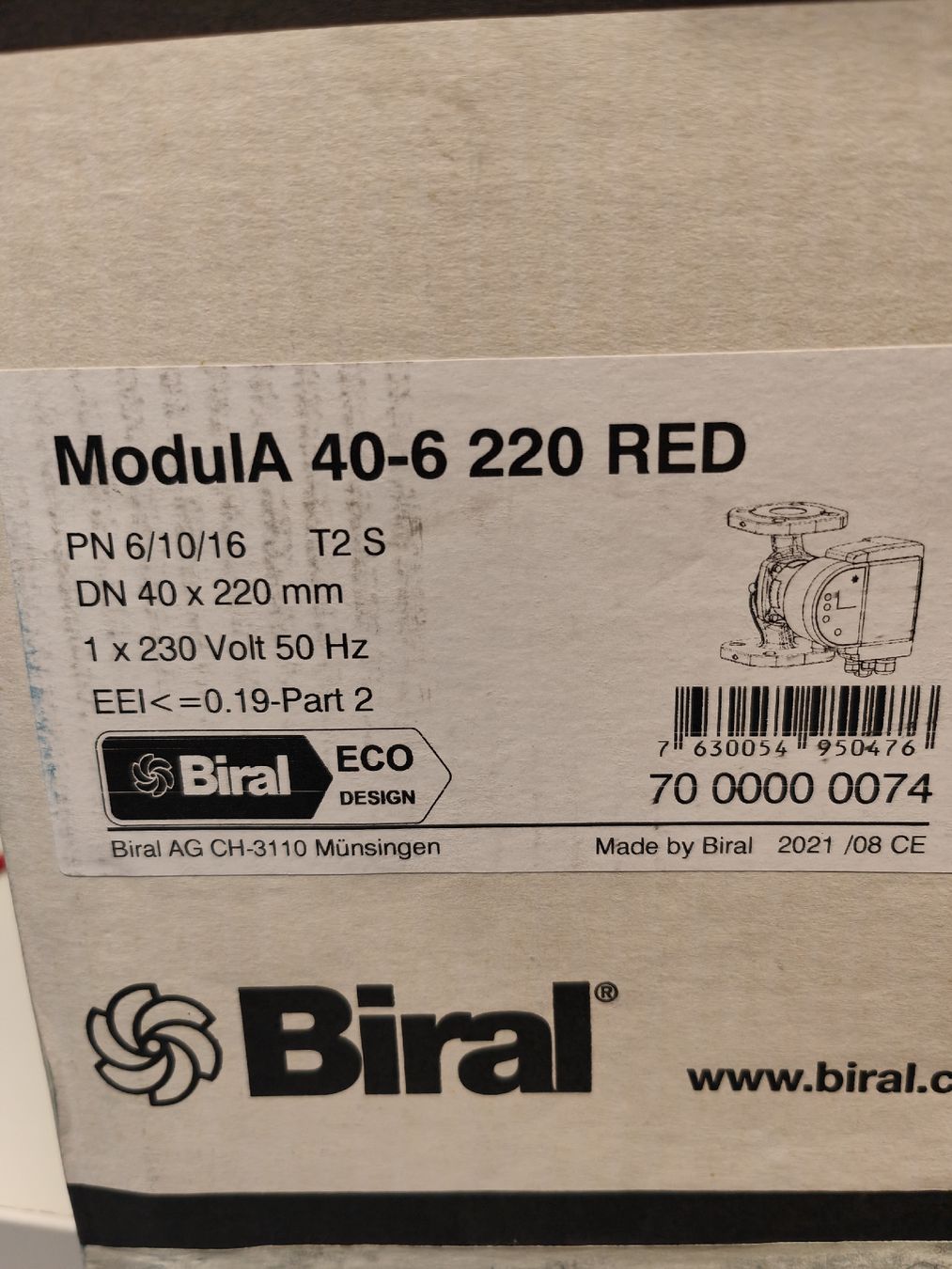 Biral ModulA 40-6 220 RED Heizungspumpe - Neu! (Neu (gemäss ...