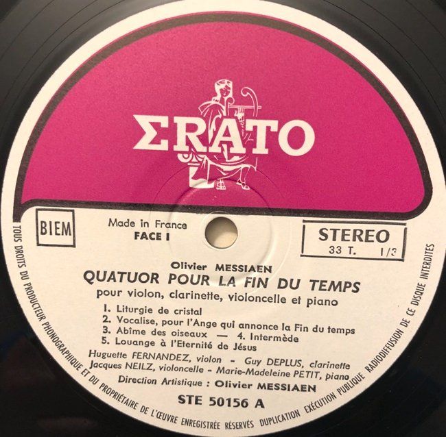 Olivier Messiaen – Quatuor pour la fin du temps (LP, 1963) (Gebraucht ...