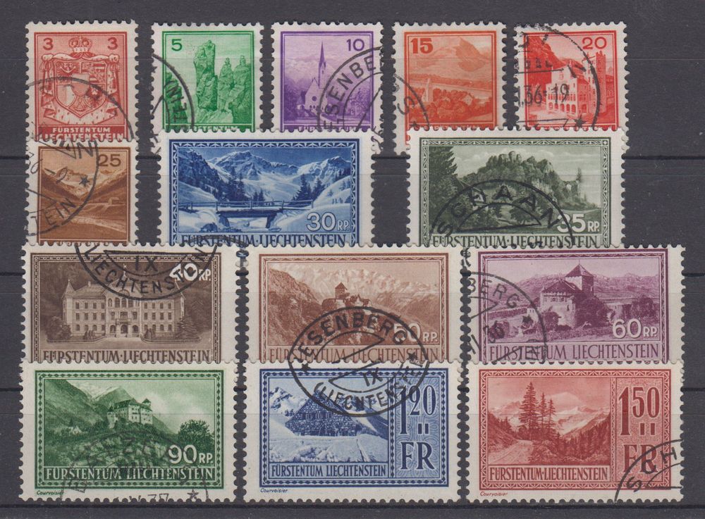 Liechtenstein 1934-36: Wappen + Landschaften - Kat. 300.-- | Kaufen auf Ricardo