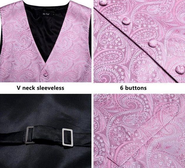 Paisley Weste Rosa für Herren Hochzeitsanzug M-L-XL-XXL (Neu und ...