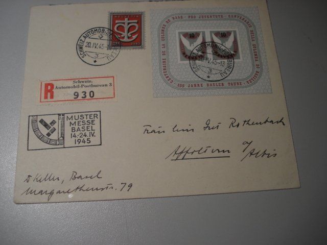 Brief 1945 MUBA Basel, Block 100 Jahre Basler Taube | Kaufen auf Ricardo