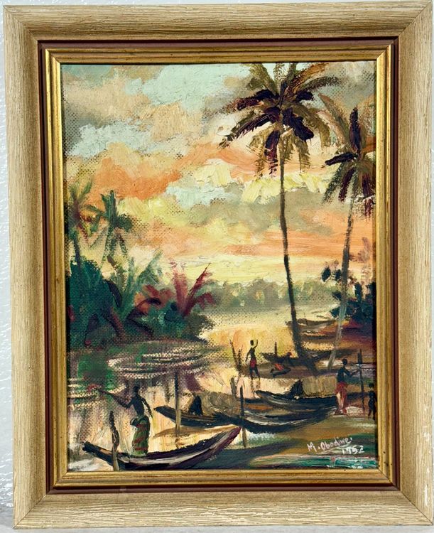 Michael Obodiwe (1920-1986) Afrikanische Landschaft Gemälde | Kaufen ...