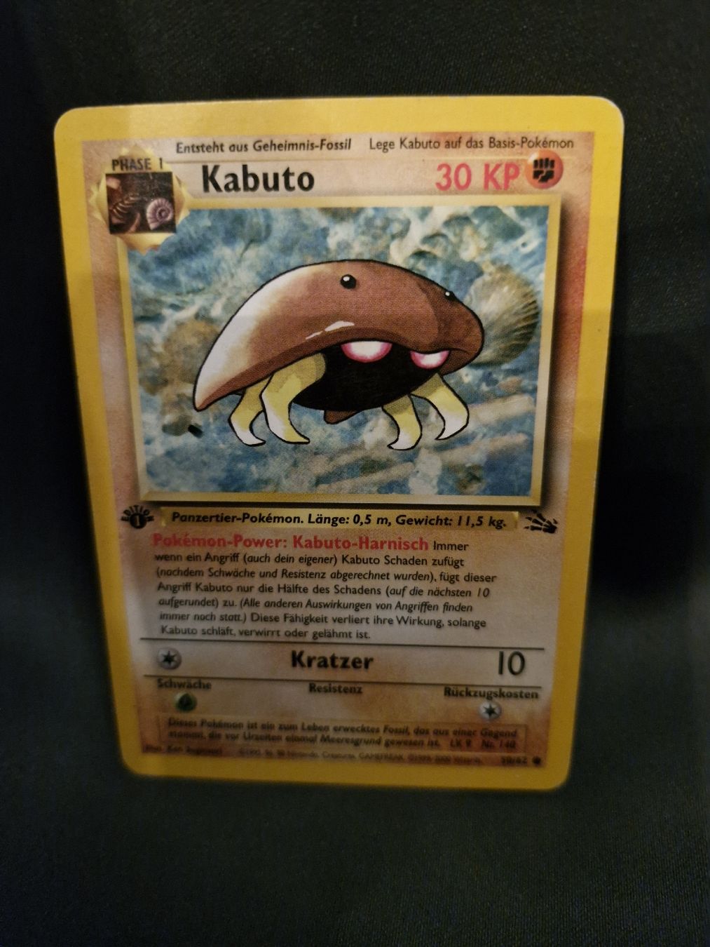 Kabuto Pokemon Karte - 50/62 1. Edition - Fossil 1999 (Gebraucht) in ...