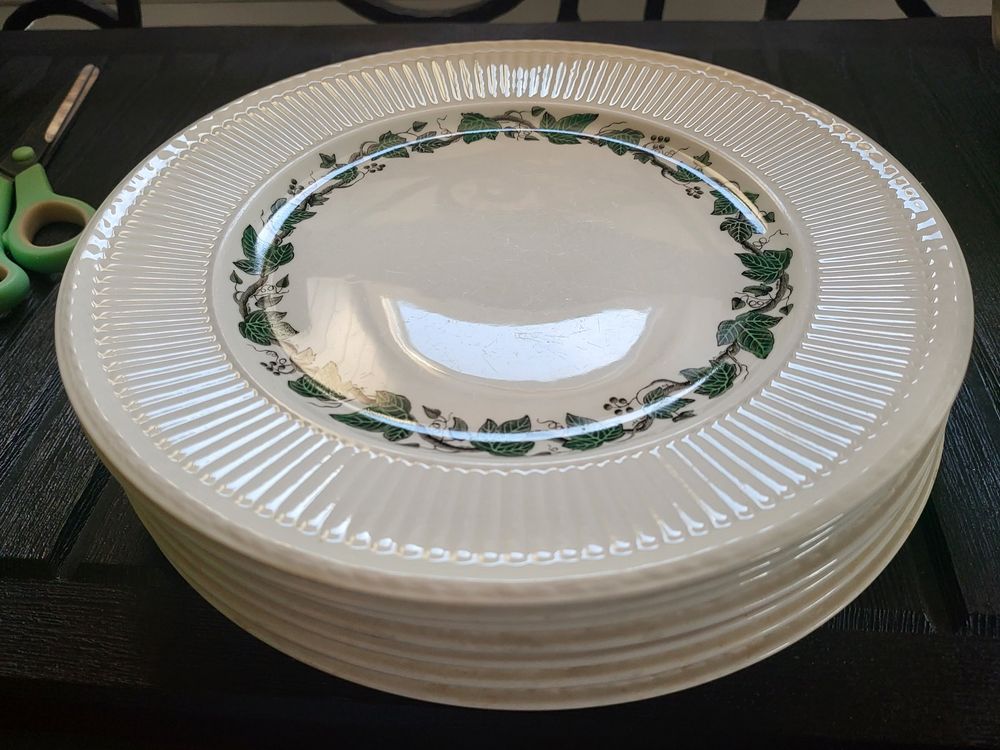 Wedgwood Edme Green Leaf Dinner Plates Stratford X7 DM 28cm (Gebraucht ...