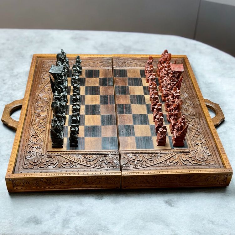 Grand Echiquier Backgammon Bali, Indonésie bois sculpté | Kaufen auf ...