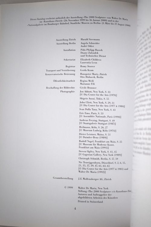 RAR De Maria Walter Kunsthaus Zürich Szeemann Konzeptkunst (Gebraucht ...