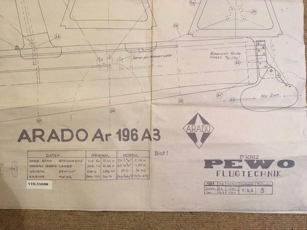 ARADO Ar 196 - Avion RC à terminer à partir d'un plan (Neu (gemäss ...