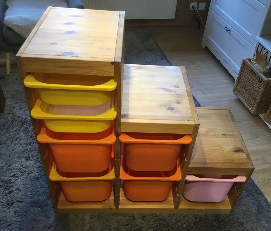 AUFBEWAHRUNGSMÖBEL MASSIVHOLZ mit 7 Kunststoffschubladen | Kaufen auf Ricardo