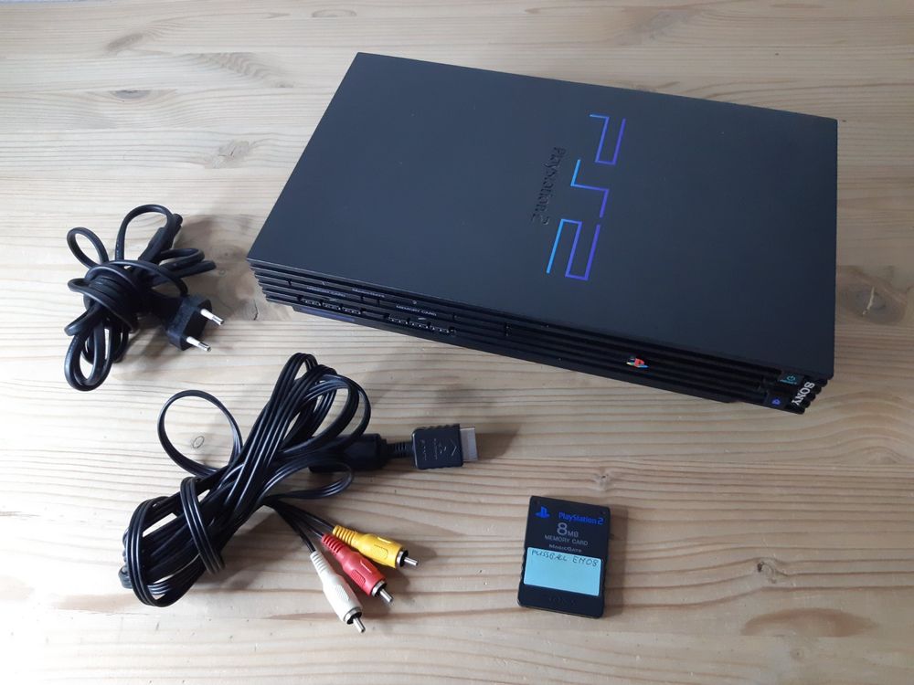 SONY Playstation 2 PS2 FAT Schwarz SCPH-50004 + Kabel + MC (Gebraucht ...