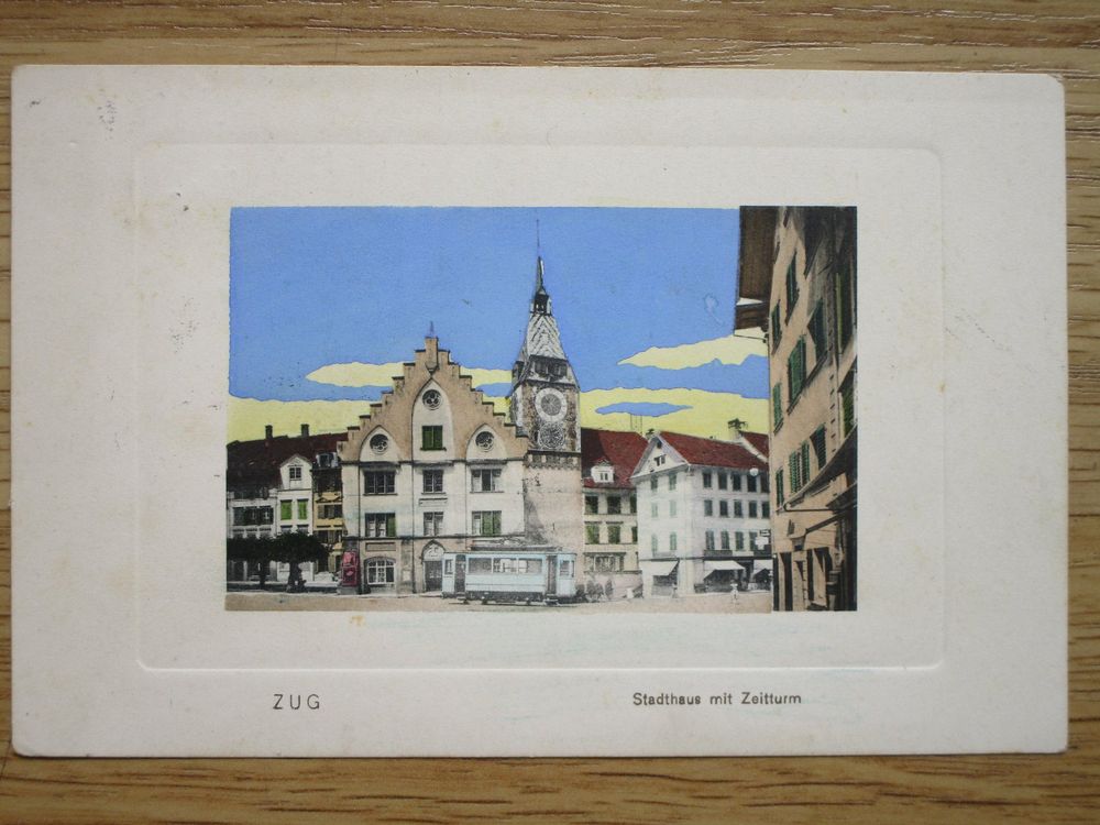 Antike Ansichtskarte Zug Stadthaus mit Zeitturm (Gebraucht) in für CHF ...