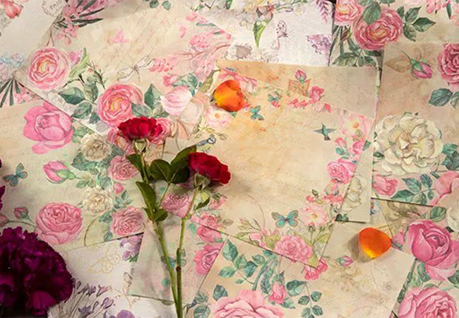 50 Blätter Vintage Papier - Rose Rosen (Neu und originalverpackt) in St ...