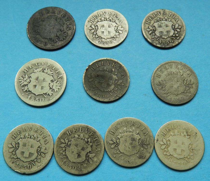 Schweizer Münzen 1850 2 x 20 Rp & 8 x 10 Rp | Kaufen auf Ricardo