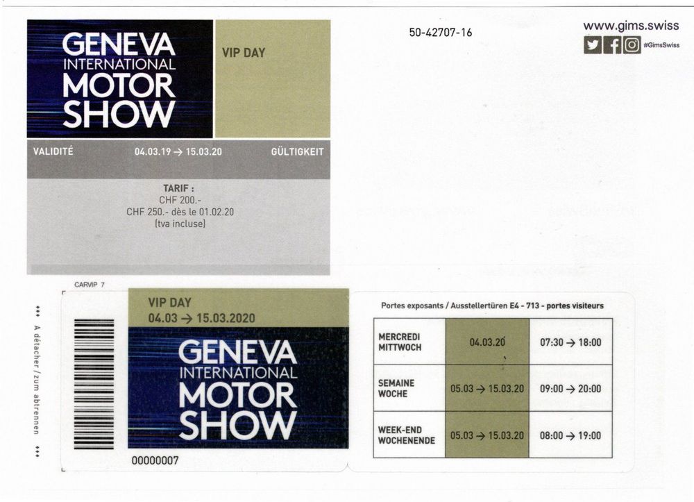 Salon Auto Geneve Ticket