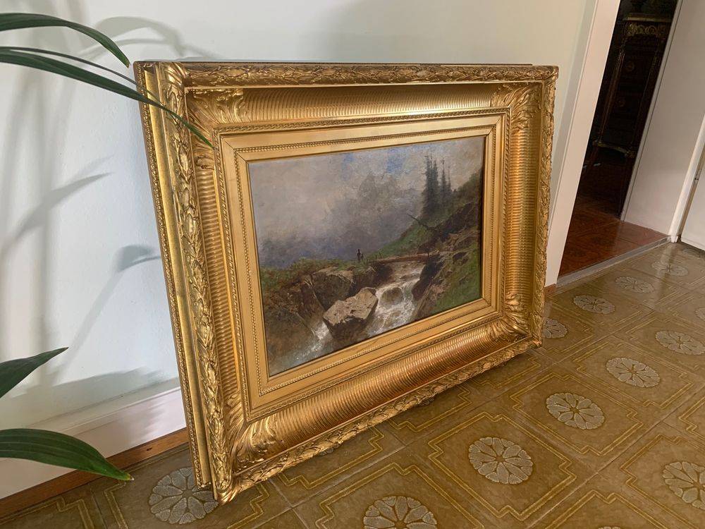 Gustave Castan 1823 – 1892 , Berglandschaft mit Bach (Gebraucht) in für ...