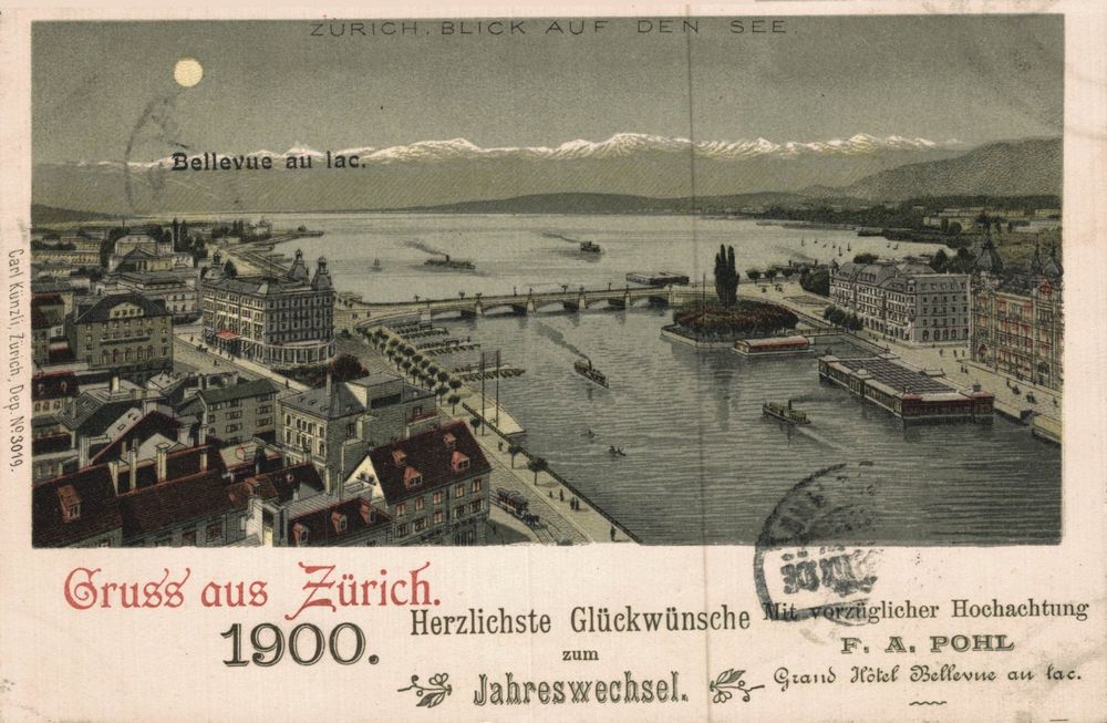 Gruss aus Zürich. Jahreswechsel 1899 / 1900 (Gebraucht) in Bronschhofen für CHF 10 – mit ...