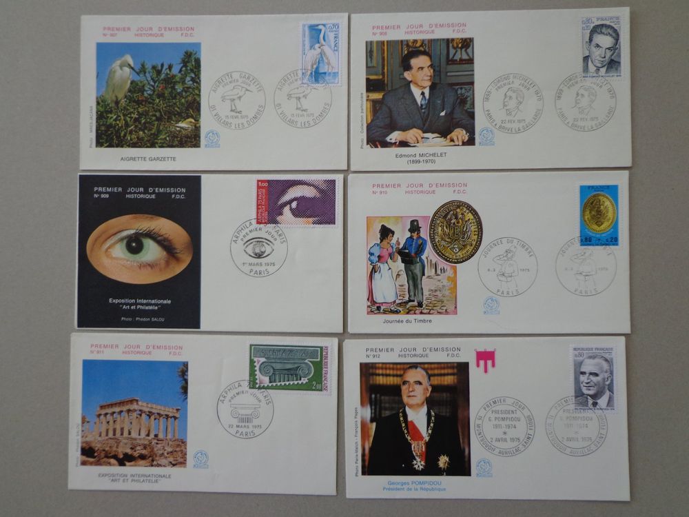 Lot 6 FDC France 1974, 2 FACES, N° 907 à 912, Arphila, .... | Kaufen ...