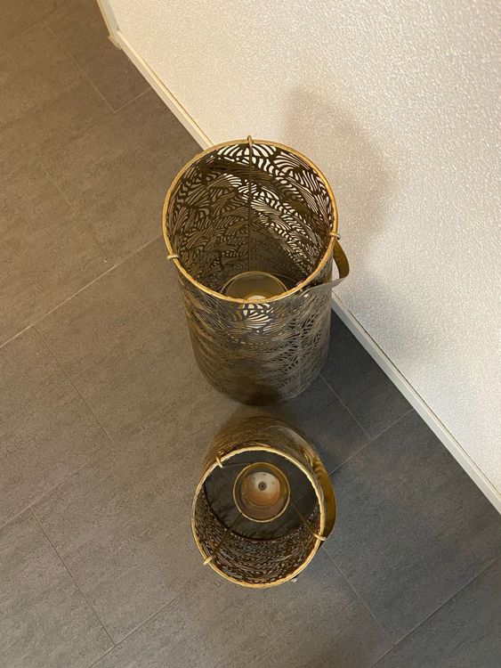 Windlicht Set (Vintage, Golden), 1x Gross & 1x Klein (Gebraucht) in ...