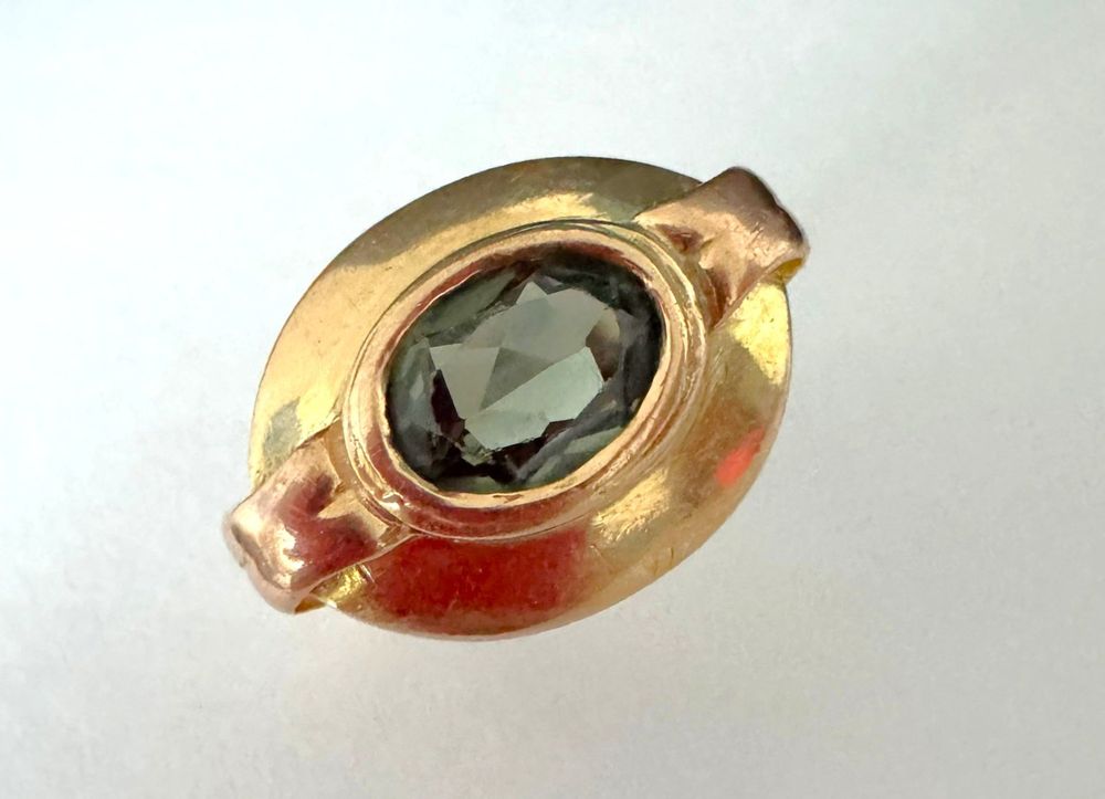 18 Karat Gold Ring (750 gest.) mit Turmalin UNIKAT um 1950 (Gebraucht ...