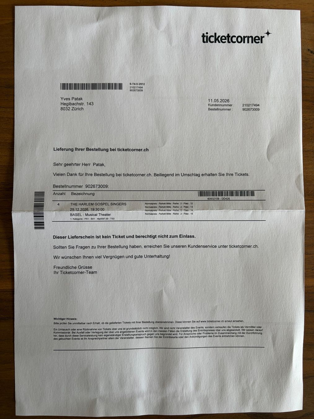 4 Prime Tickets für die Harlem Gospel Singers! (Neu (gemäss ...