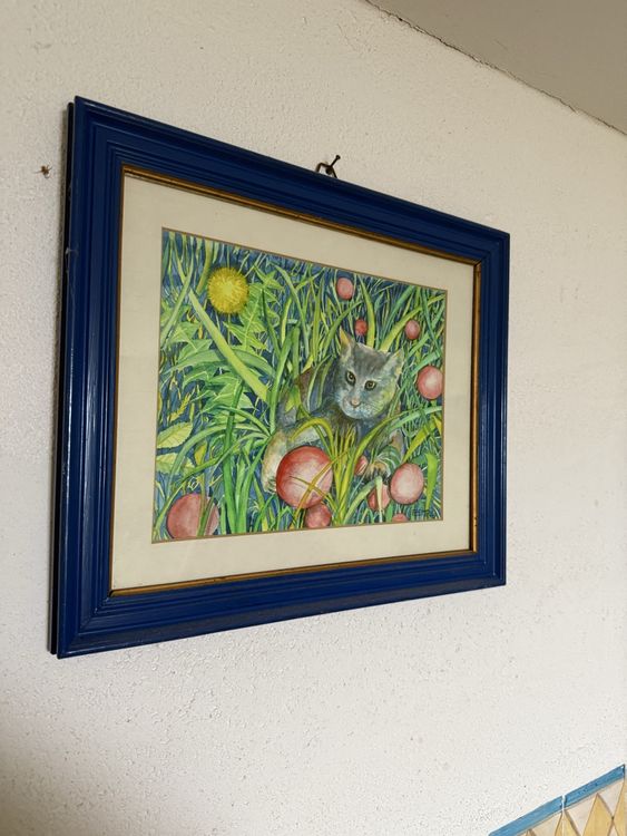 Aquarell Katzenbild handgemalt Frühling (Gebraucht) in Zürich für CHF 20 – nur Abholung auf ...