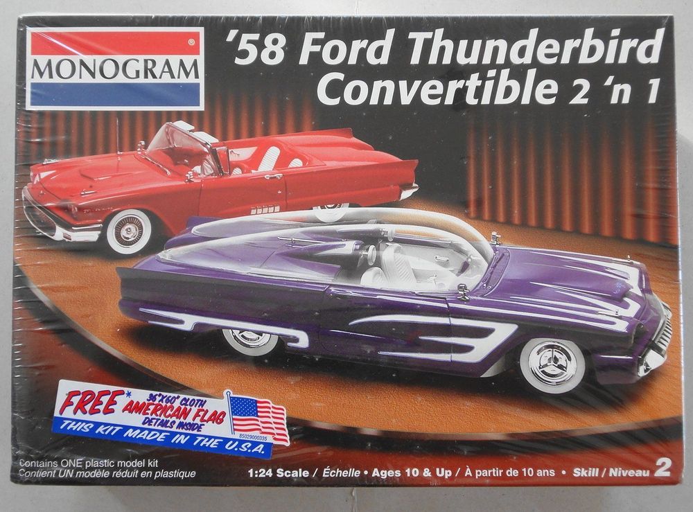 MONOGRAM '58 FORD THUNDERBIRD CONVERTIBLE 2'n1 1:24 (Neu und ...
