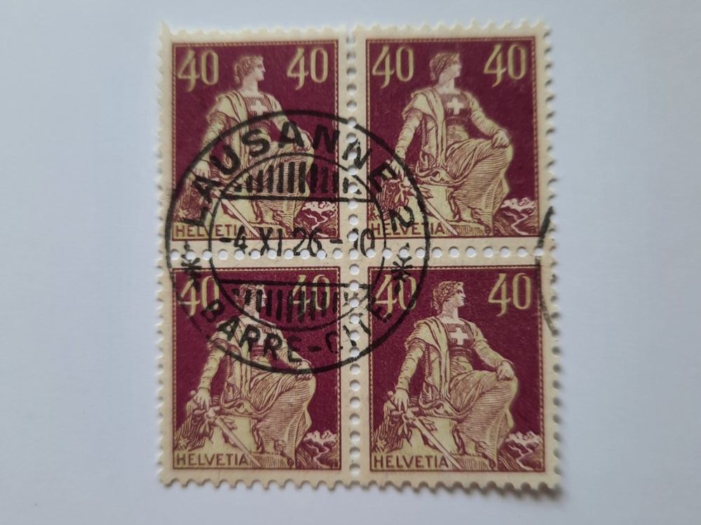 ZNR 112 im Viererblock Helvetia 40, 1908 (Gebraucht) in Küssnacht a. Rigi für CHF 6 – mit ...