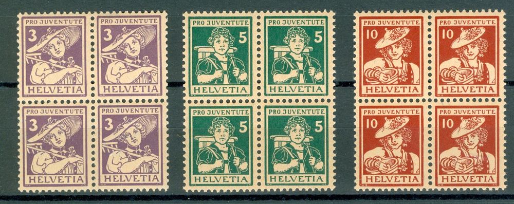 1916 Schweiz Pro Juventute Viererblocks | Kaufen auf Ricardo