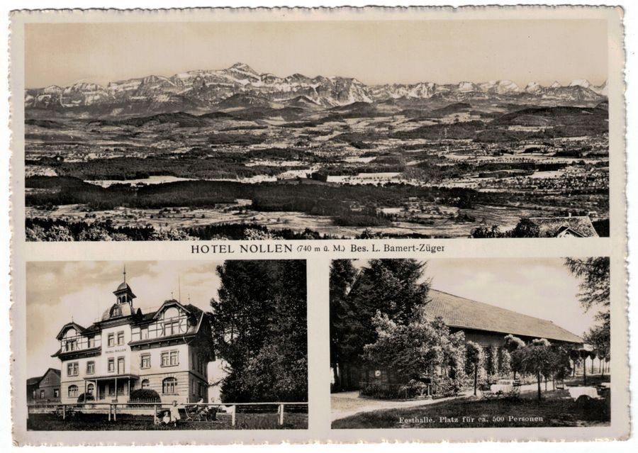 Hotel Nollen mit Festhalle, 3 Bilder, gelaufen 1943 (Gebraucht) in Frauenfeld für CHF 2.9 – mit ...