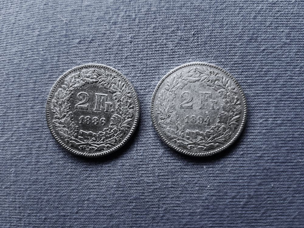 2 x 2 Franken Silbermünzen 1886-1894 ab nur 1 Franken !!! (Gebraucht) in Camignolo für CHF 11 ...