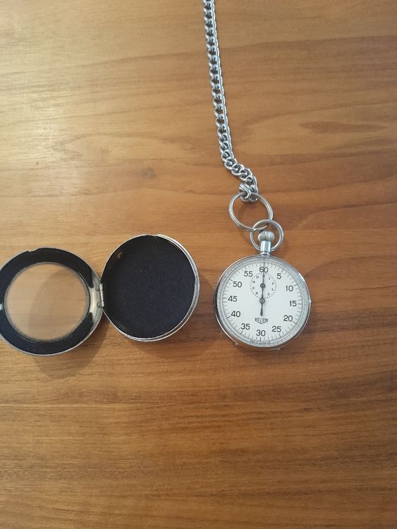 Vintage Heuer Stopwatch with Chain and Protective case | Kaufen auf Ricardo