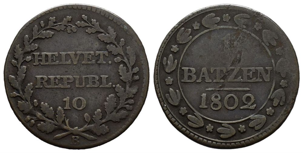 Helvetische Republik Batzen 1802 /3437 (Gebraucht) in Trimbach für CHF 39 – mit Lieferung auf ...