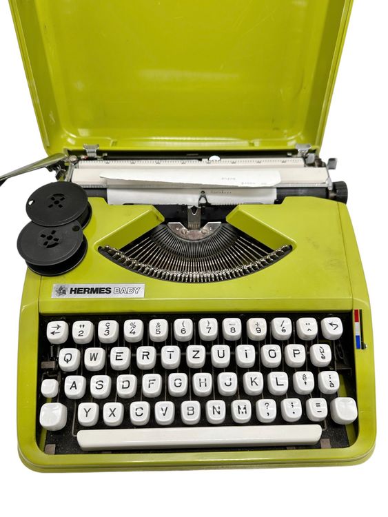 RARE machine à écrire Hermes Baby H2/64 vert fluo, 1975/76 (Gebraucht ...
