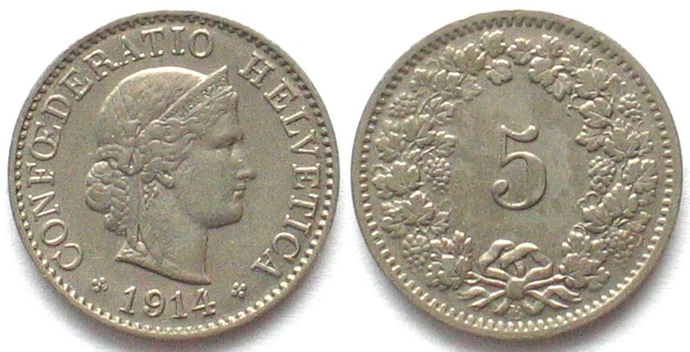 EIDGENOSSENSCHAFT 5 Rappen 1914 Ku-Ni ERHALTUNG! vz+ | Kaufen auf Ricardo